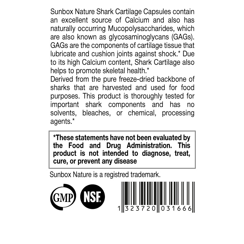 Shark Cartilage Calcium 740mg Sunbox Nature, 60 Capsules – SUNBOX Nature